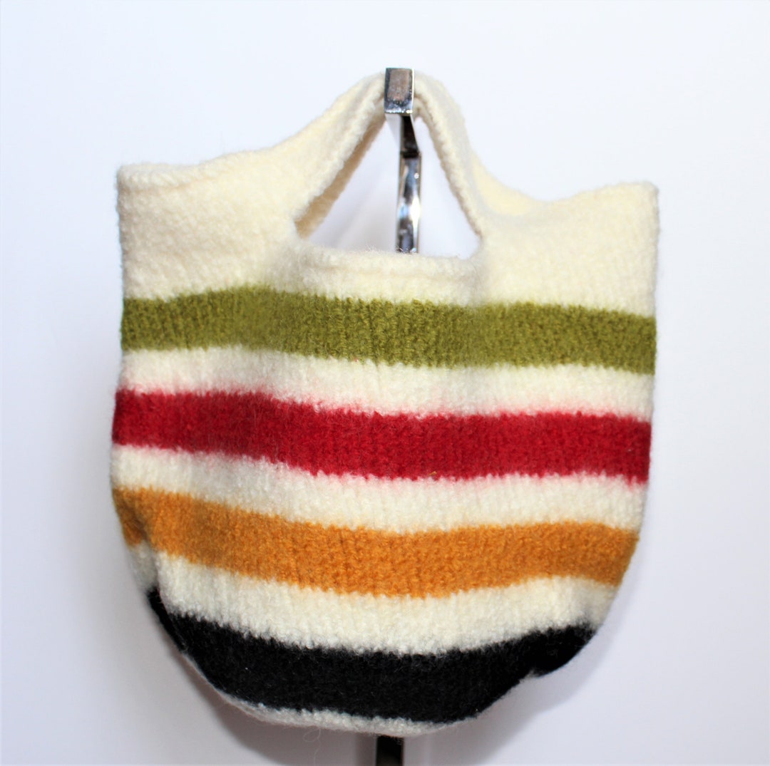 Felted Wool Hand Knitted Purse Shopping Bag Farmers Market - Etsy