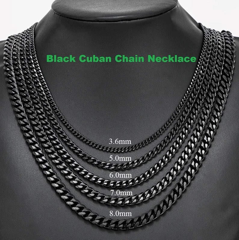 Black Stainless Steel Chain Necklace for Men & Women, Rolo Black Steel ...