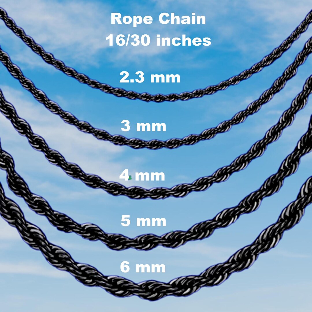 Black Stainless Steel Chain Necklace for Men & Women, Rolo Black Steel ...