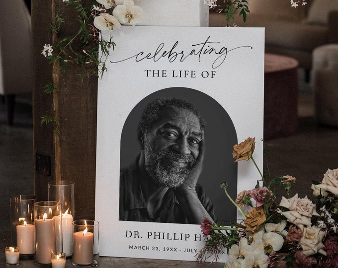Funeral Memorial Sign: Celebrating Life, in Loving Memory (printed or ...