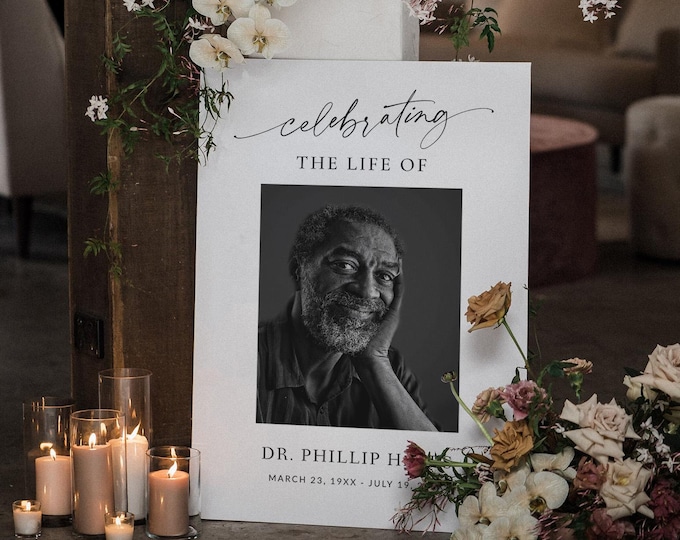 PRINTED Celebrating the Life of Memorial Sign for Funeral Service ...