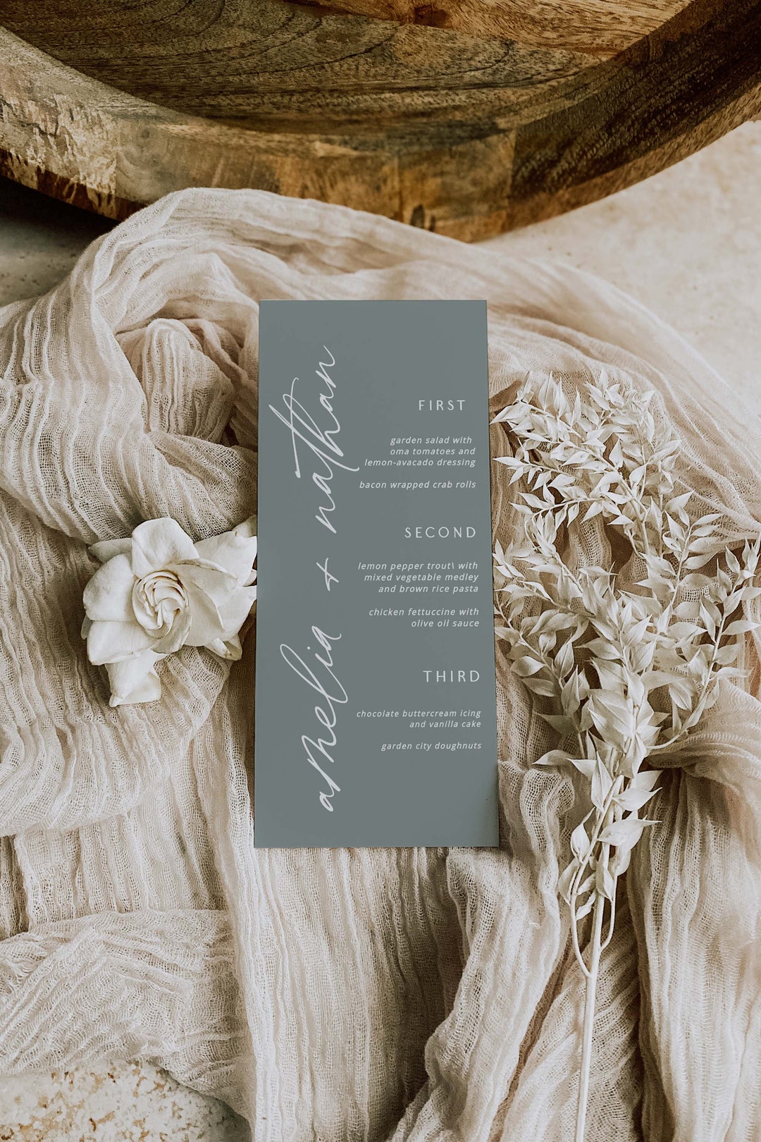 PRINTED Wedding Menus, Sage Green Wedding Menu, Menu Printing ...