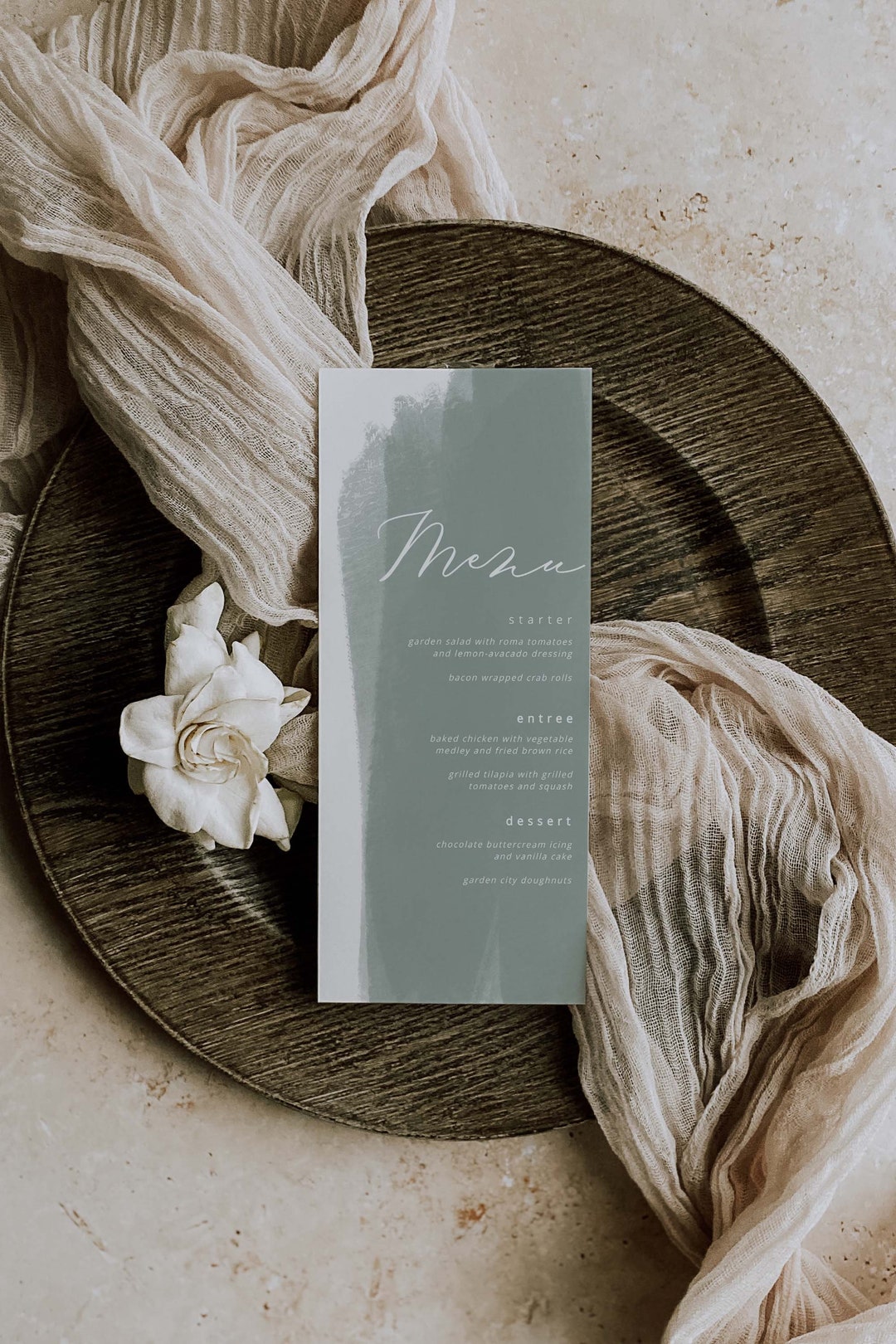PRINTED Wedding Menus, Sage Green Wedding Menu, Menu Printing ...