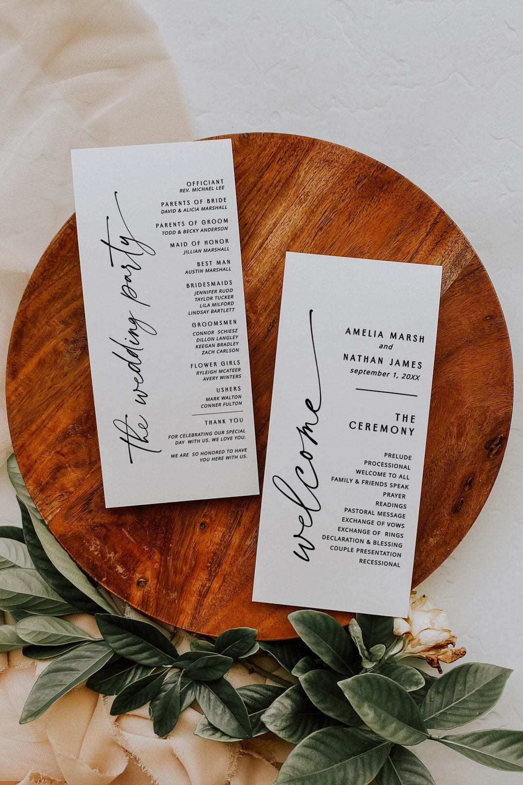 PRINTED Wedding Programs, Wedding Ceremony Program, Order of Service ...