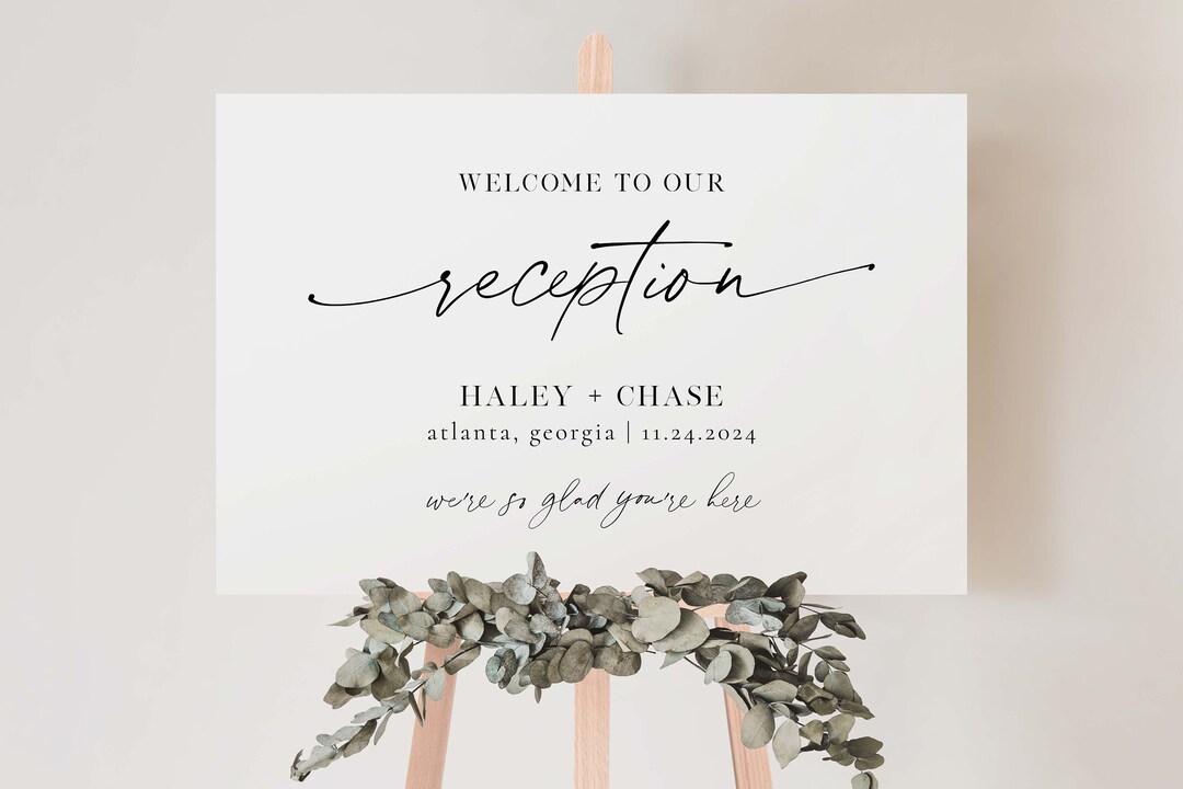 PRINTED Reception Welcome Sign, Welcome to Our Reception, Minimalist ...
