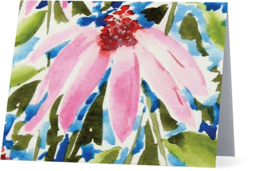 5 Summer Breeze Cone Flower Note Cards, Flower Greeting Cards, Blank ...