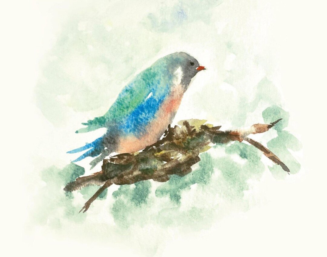 5 Uplifting 'blue Bird" Note Cards, 5 Bird Greeting Cards, Blank Inside ...