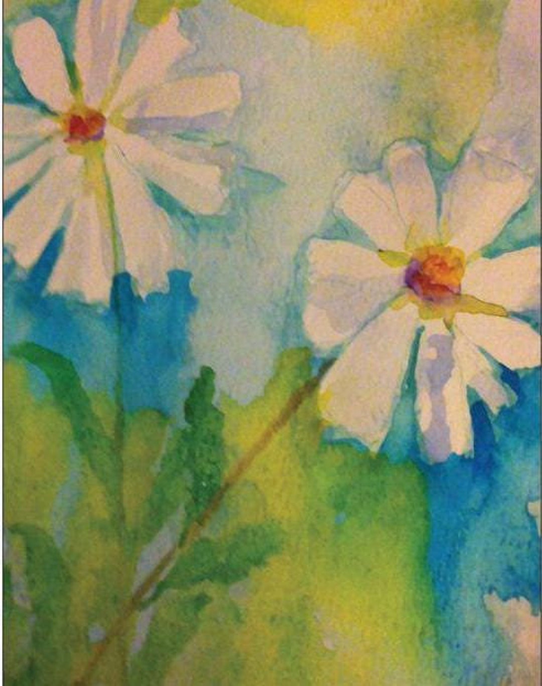 5 Happy "daisy" Note Cards, Flower Greeting Cards,blank Inside, Set of ...