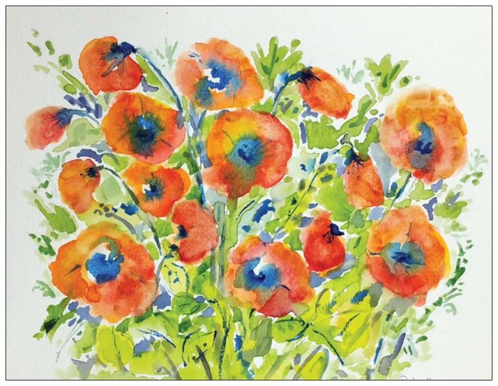 Orange Poppies Note Cards Flower Notecards 6 Poppy Flower - Etsy