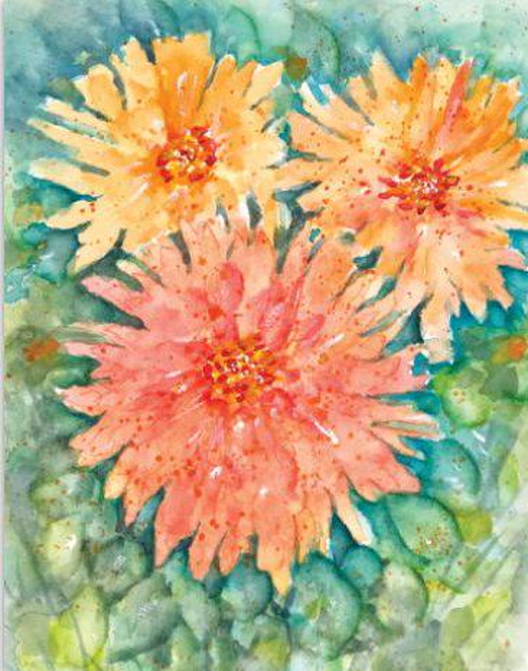 5 Mums Note Cards, Flower Greeting Cards, Blank Inside, Fall Floral ...