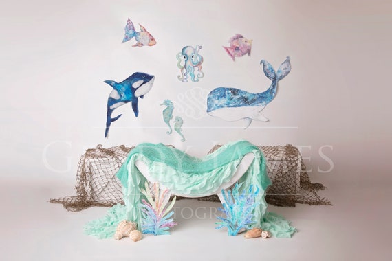 Newborn Digital Background Under the Sea Mermaid Digital | Etsy