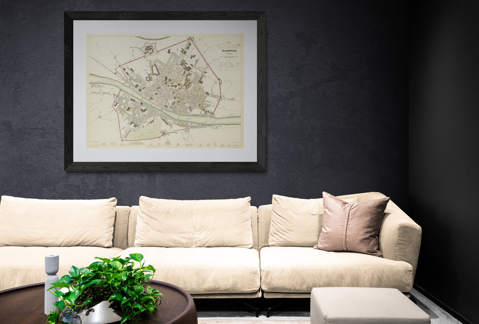 Florence Ancient Map – Tuscany, Italy. Dimensions 32” X 23” (81 Cm X 60 ...