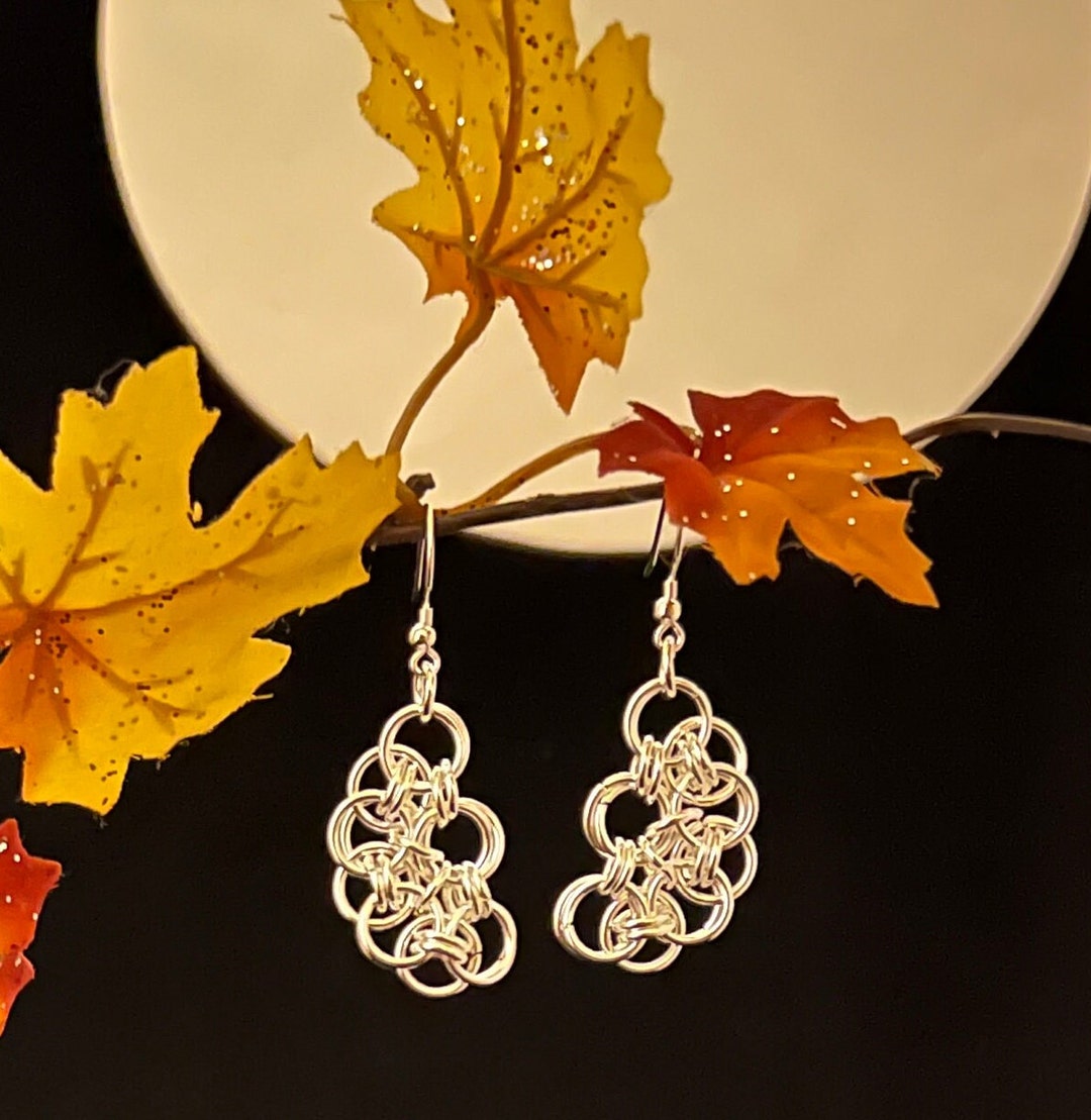 Chain Maille Silver Plated Moon Shape Earrings - Etsy