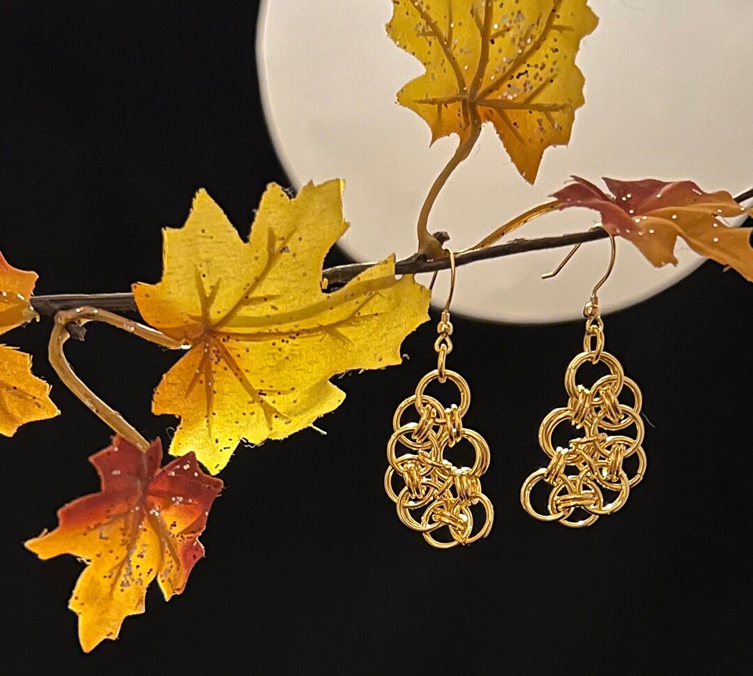 Chain Maille Gold Plated Moon Shape Earrings - Etsy