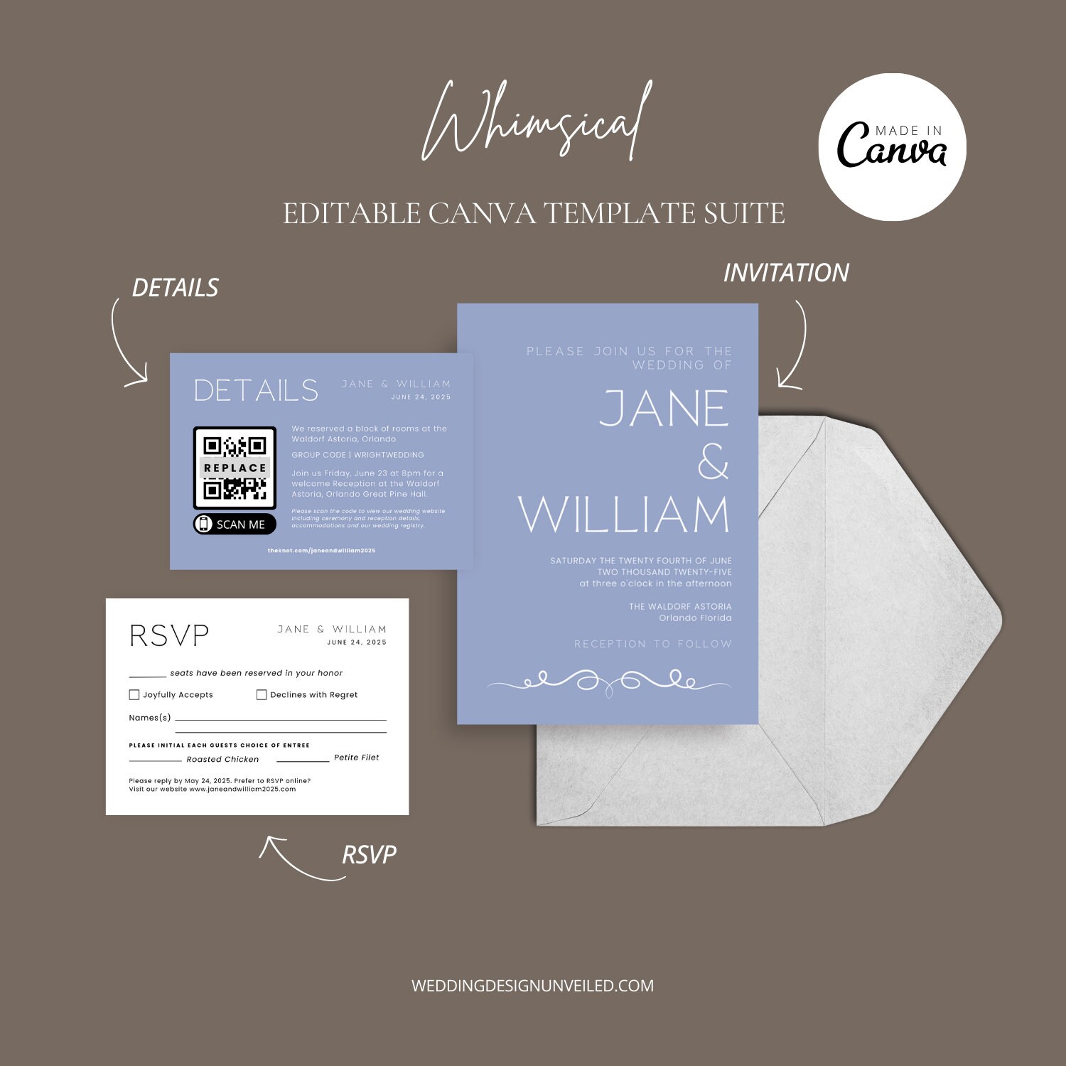 DIGITAL DOWNLOAD Whimsical Invitation Suite Editable Canva Bundle Fairy ...