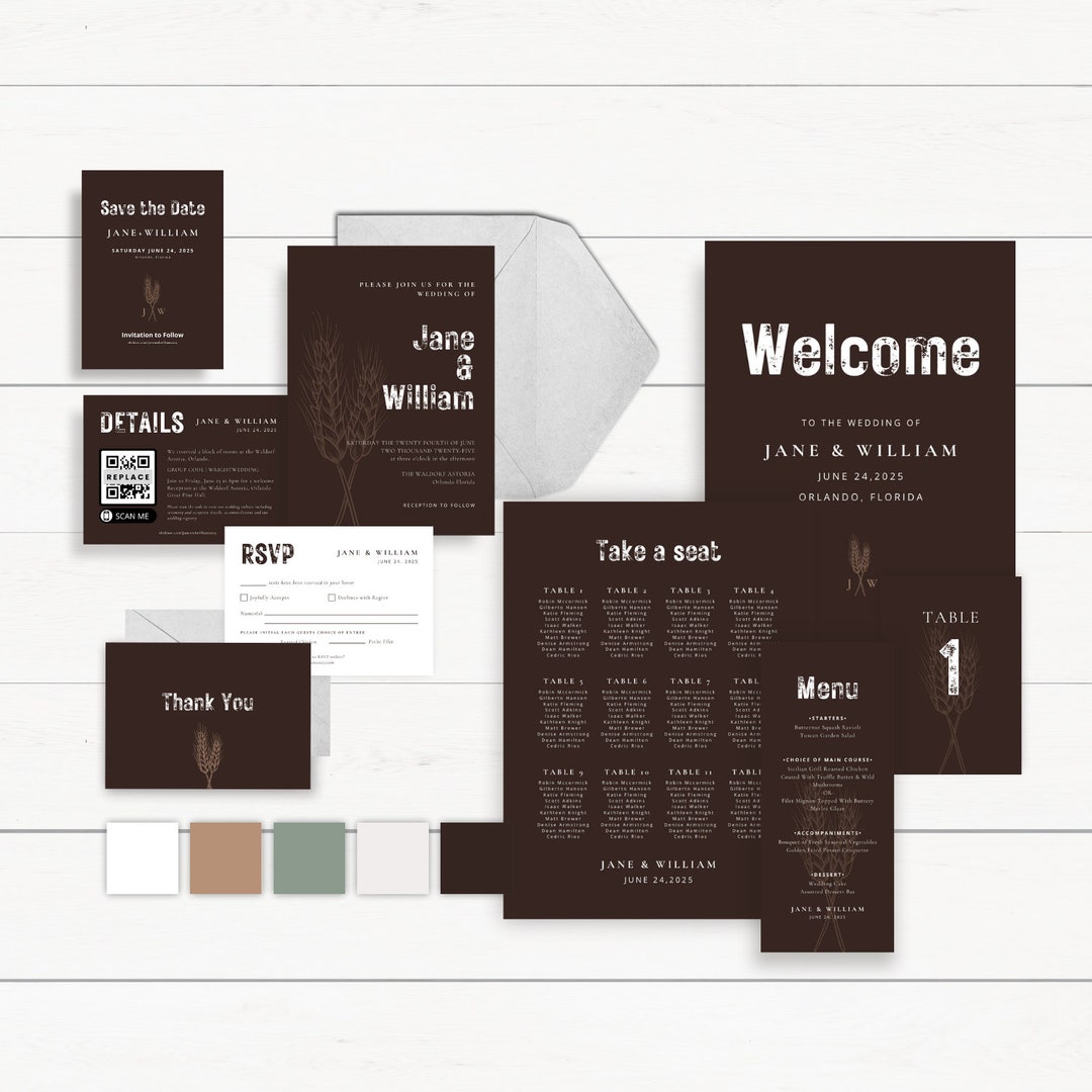 DIGITAL DOWNLOAD - Rustic Barn Invitation Suite - Editable Canva ...