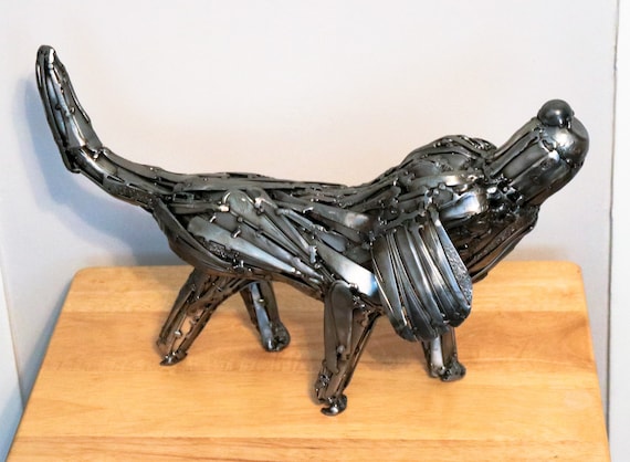Welded Metal Dog Sculpture Made With Recycled Metal and | Etsy