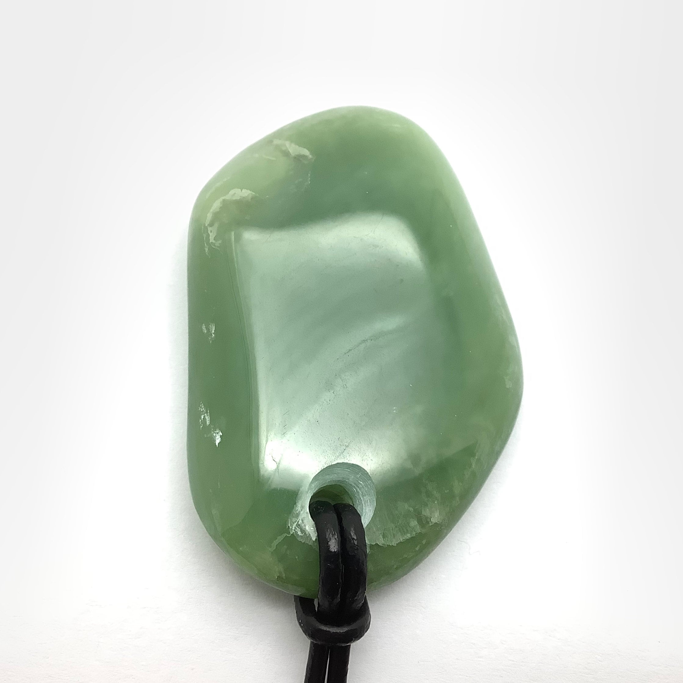 Siberian Nephrite Jade Pebble Pendant, Whole Polished Chromium Green Gem Stone Necklace, Siberia ...