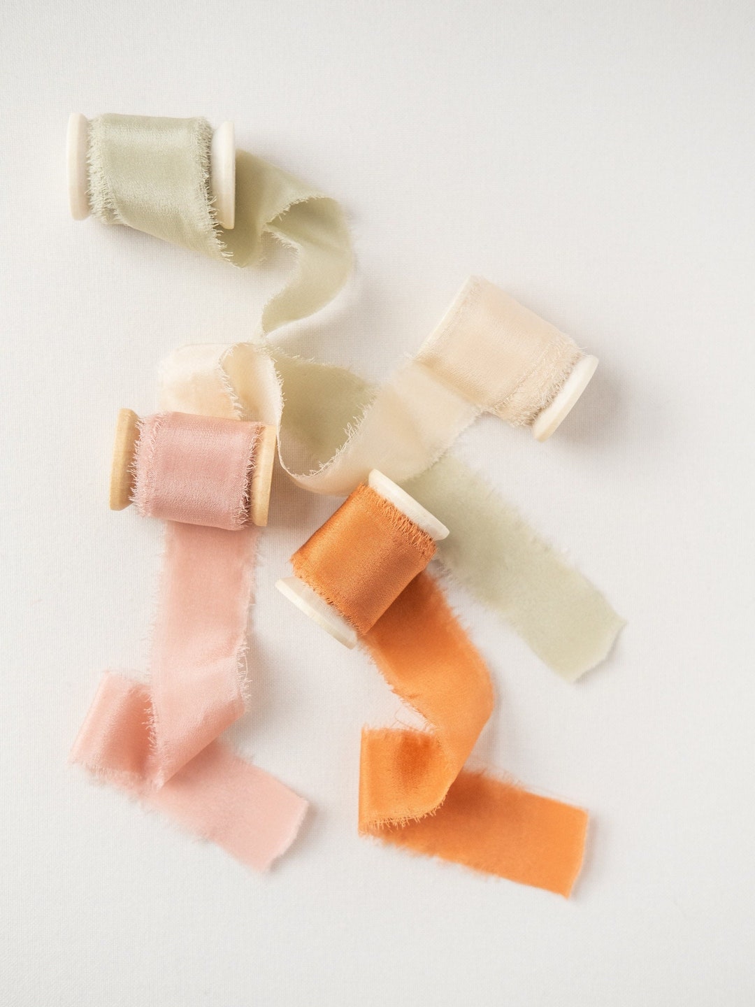 Luxury Silk Ribbon - Silk Frayed Edge Ribbon With Spool, Wedding Bridal ...