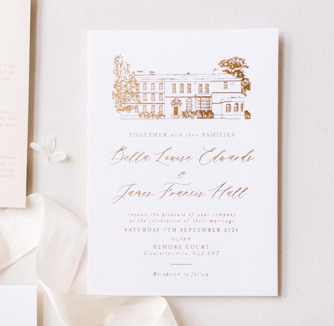 Wedding Venue Gold Foil Wedding Invitation Card, Luxury Foiled ...