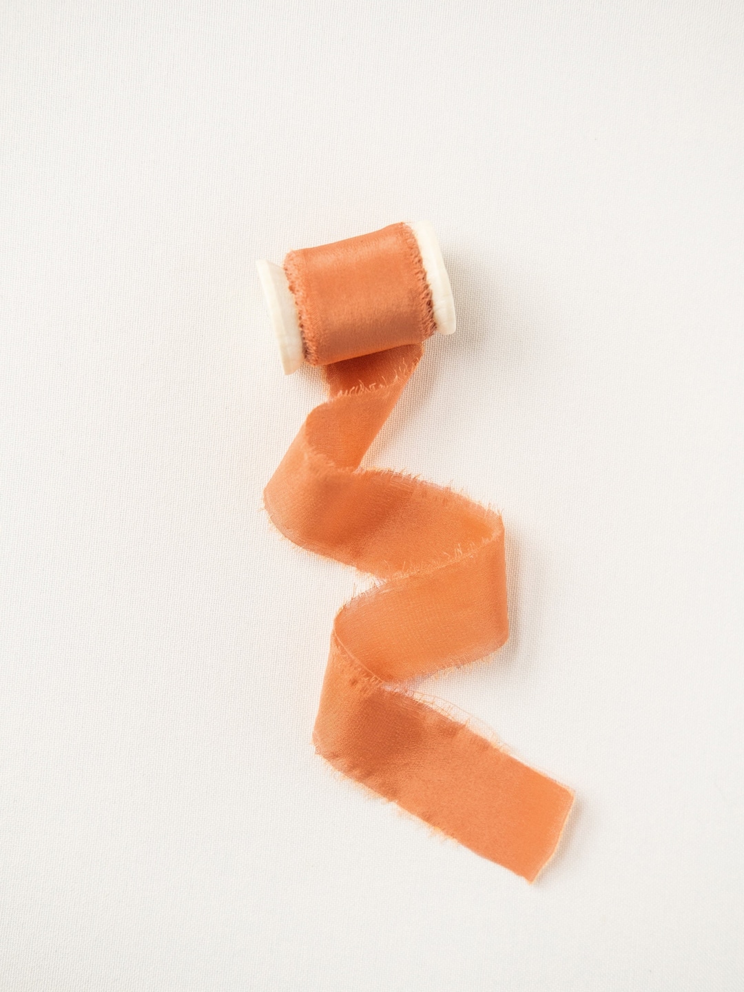 Burnt Orange Silk Ribbon - Silk Frayed Edge Ribbon With Spool, Wedding ...