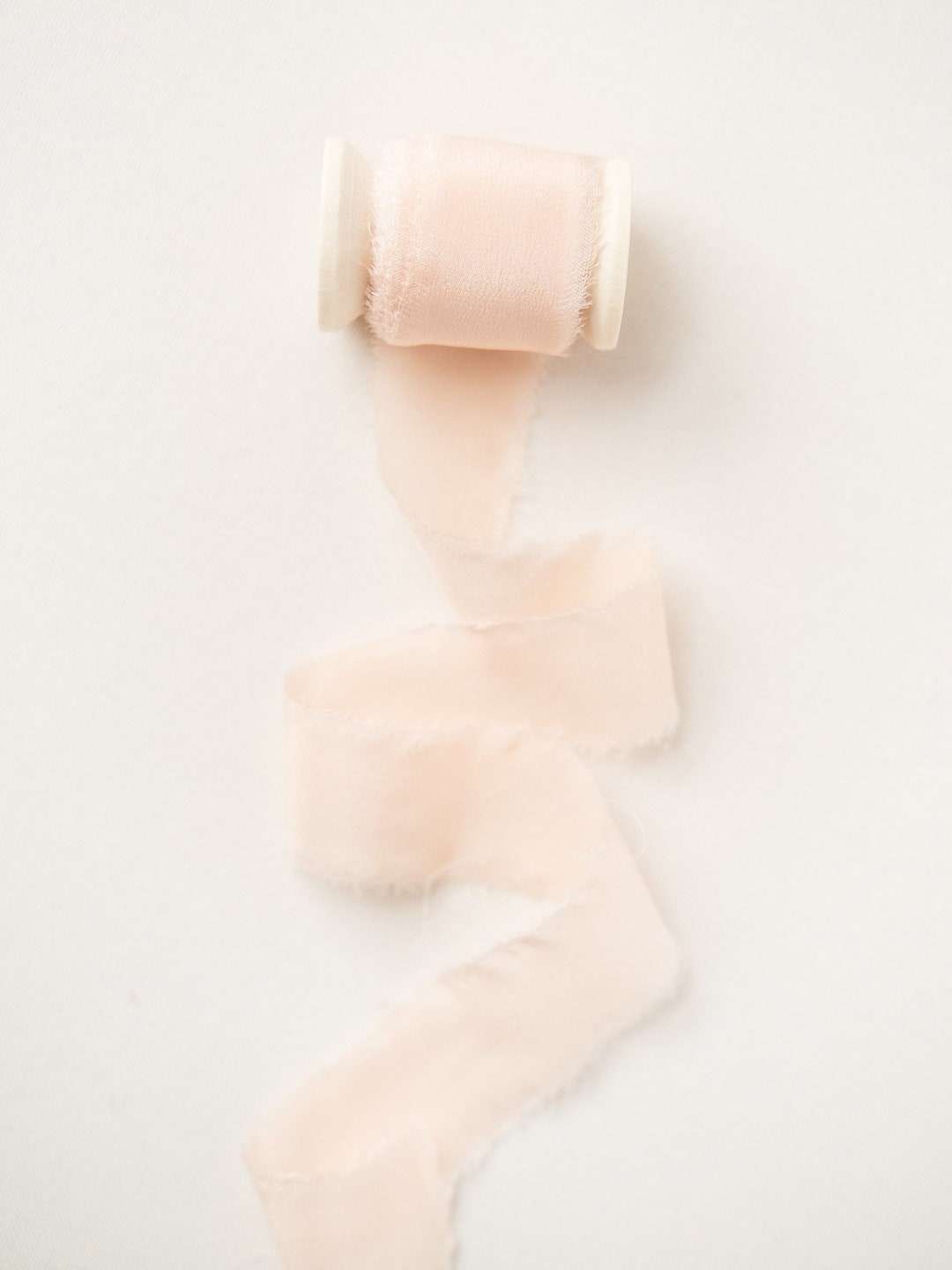 Blush Pink Silk Ribbon - Silk Frayed Edge Ribbon With Spool, Wedding ...