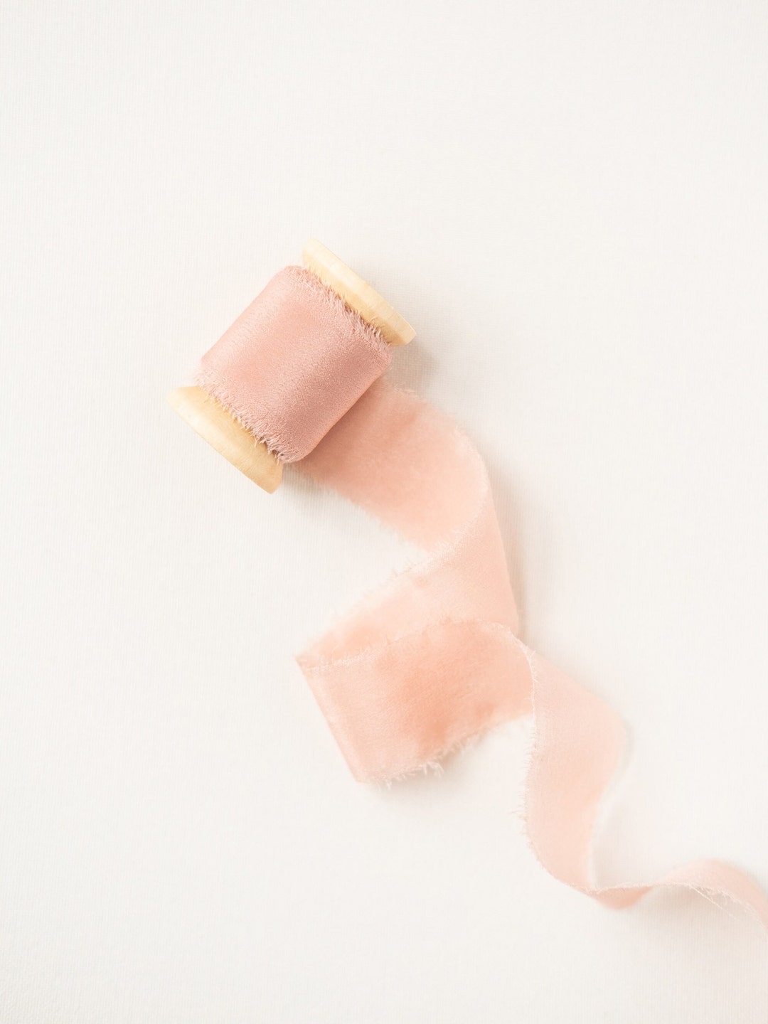 Rose Pink Silk Ribbon - Silk Frayed Edge Ribbon With Spool, Wedding ...