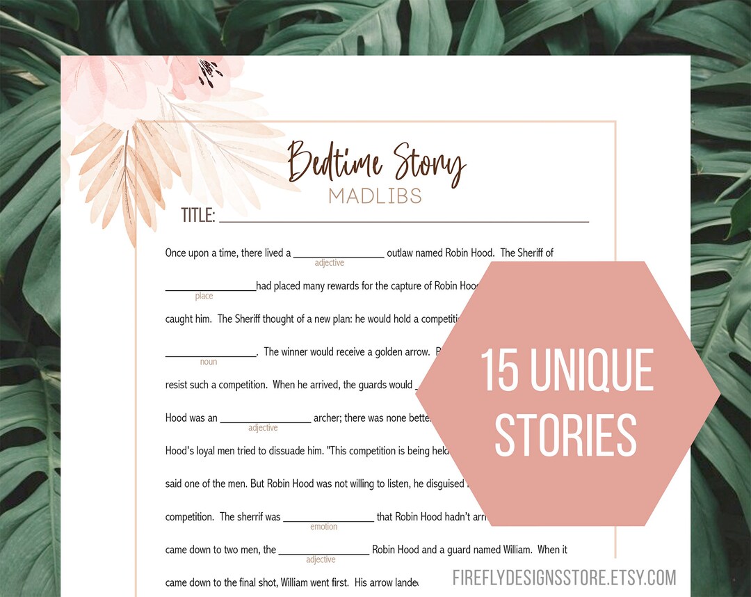 Baby Shower Mad Libs - Bed Time Story Madlibs - Boho - Pink Brown ...