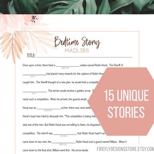 Baby Shower Mad Libs - Bed Time Story Madlibs - Boho - Pink Brown ...