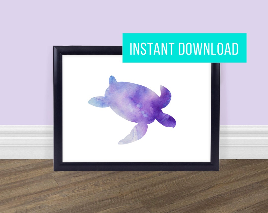 Purple Turtle Watercolor Print - Ocean Printable - Instant Digital ...