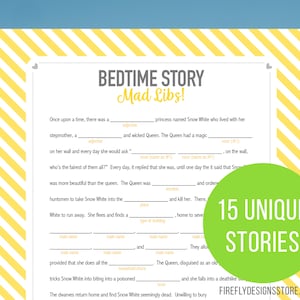Baby Shower Mad Libs - Bed Time Story Madlibs - Baby Shower Game ...