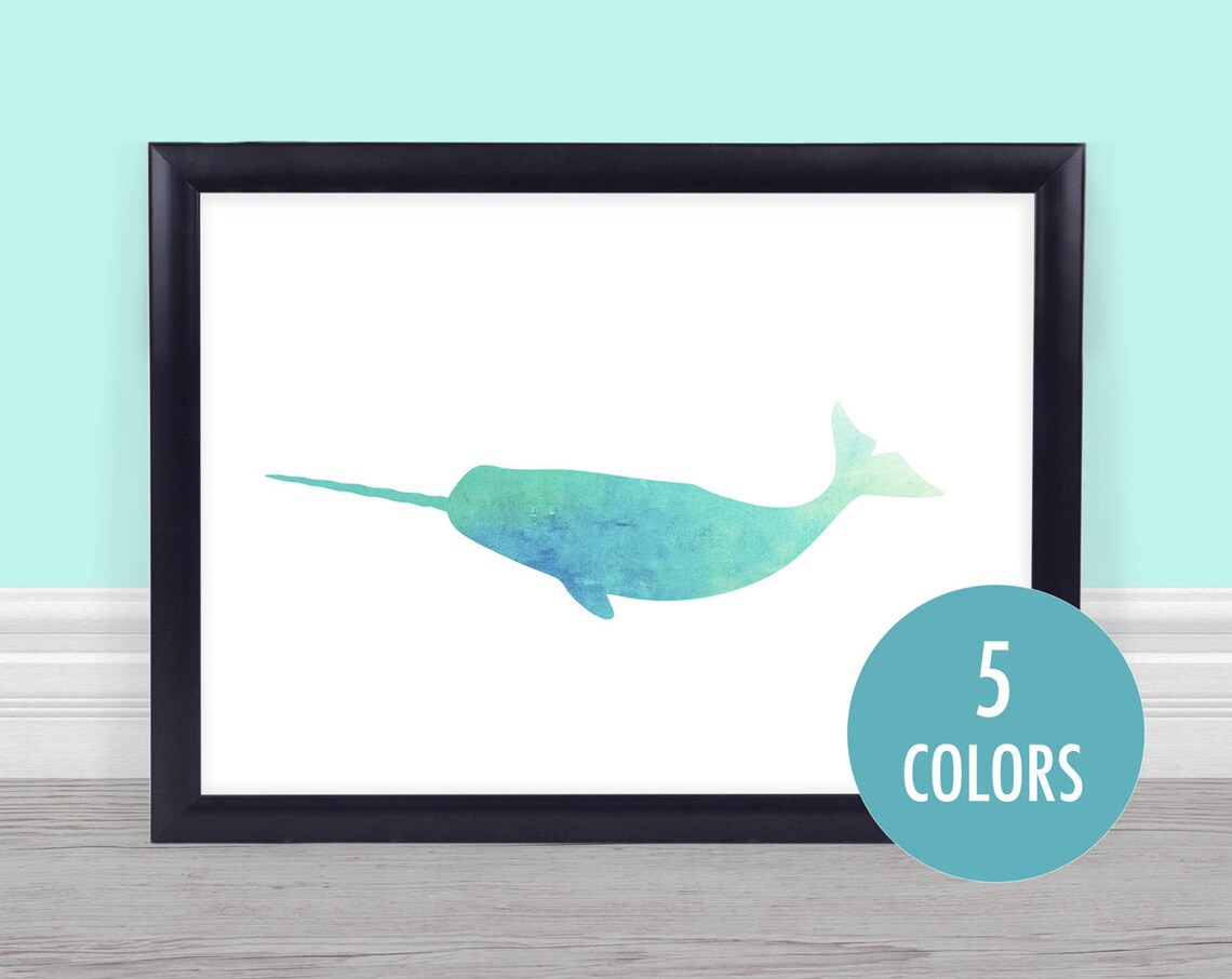 Narwhal Watercolor Print Ocean Watercolor Physical Print | Etsy
