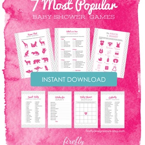 Celebrity Baby Names - Baby Shower Game Activity - Pink and Gray ...