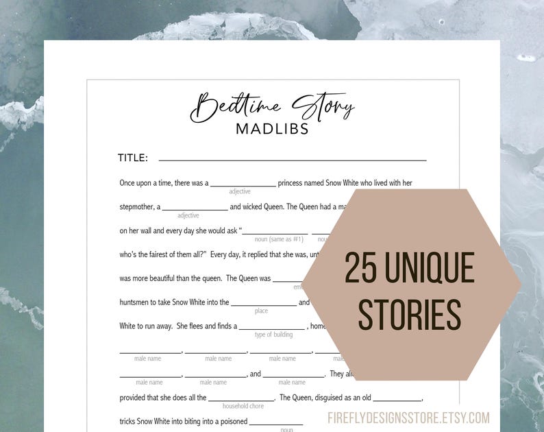 Baby Shower Mad Libs - Bed Time Story Madlib - Minimalist - Modern ...