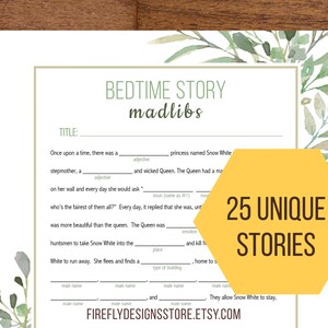 Bed Time Story Mad Libs - Baby Shower Madlib - Unique Activity - Green ...