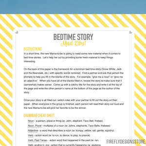 Baby Shower Mad Libs - Bed Time Story Madlibs - Baby Shower Game ...