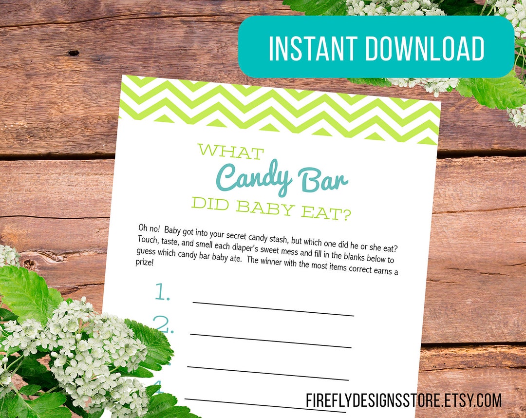 Blue Green - Candy Bar Diaper Game - Lime Teal Aqua Turquoise - Baby ...