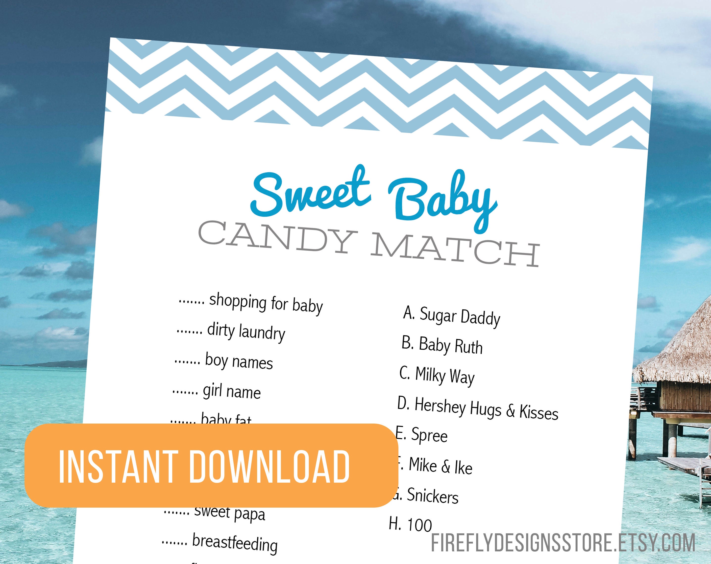 Sweet Little Baby - Candy Match Baby Shower Game - Blue - Printable ...