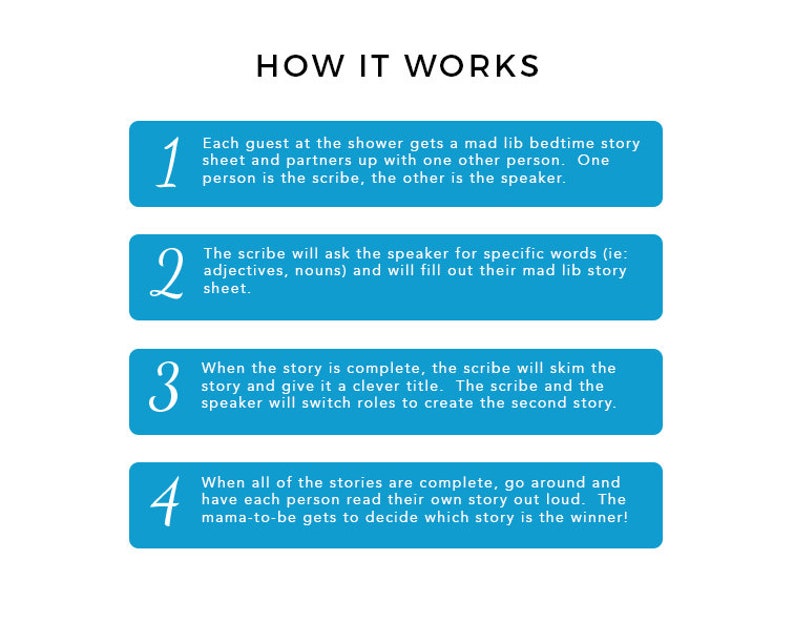 Baby Shower Mad Libs - Bed Time Story Madlib - Baby Shower Game ...