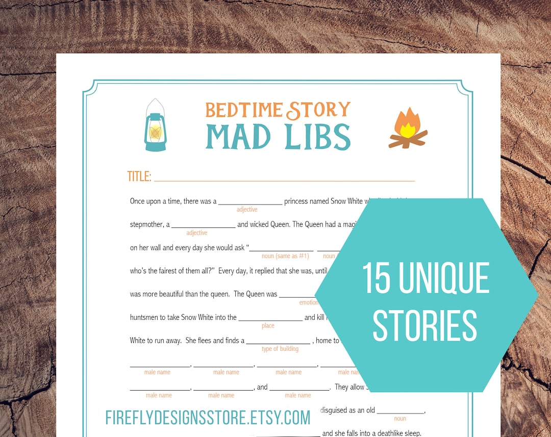 Baby Shower Mad Libs - Bed Time Story Madlib - Greatest Adventure ...