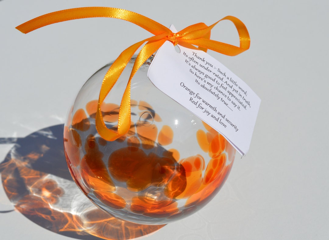 Orange Friendship Ball - Handblown Glass Wishing Ball - Etsy