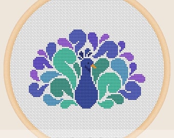 Peacock cross stitch | Etsy