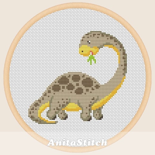 Dinosaur Counted Cross Stitch Pattern Instant Download Mad | Etsy