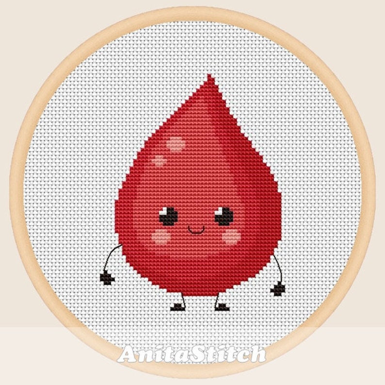 Drop blood Cross stitch pattern | Etsy