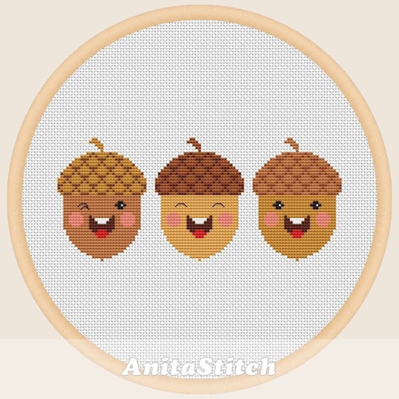 Cute Acorns Cross Stitch Pattern | Etsy