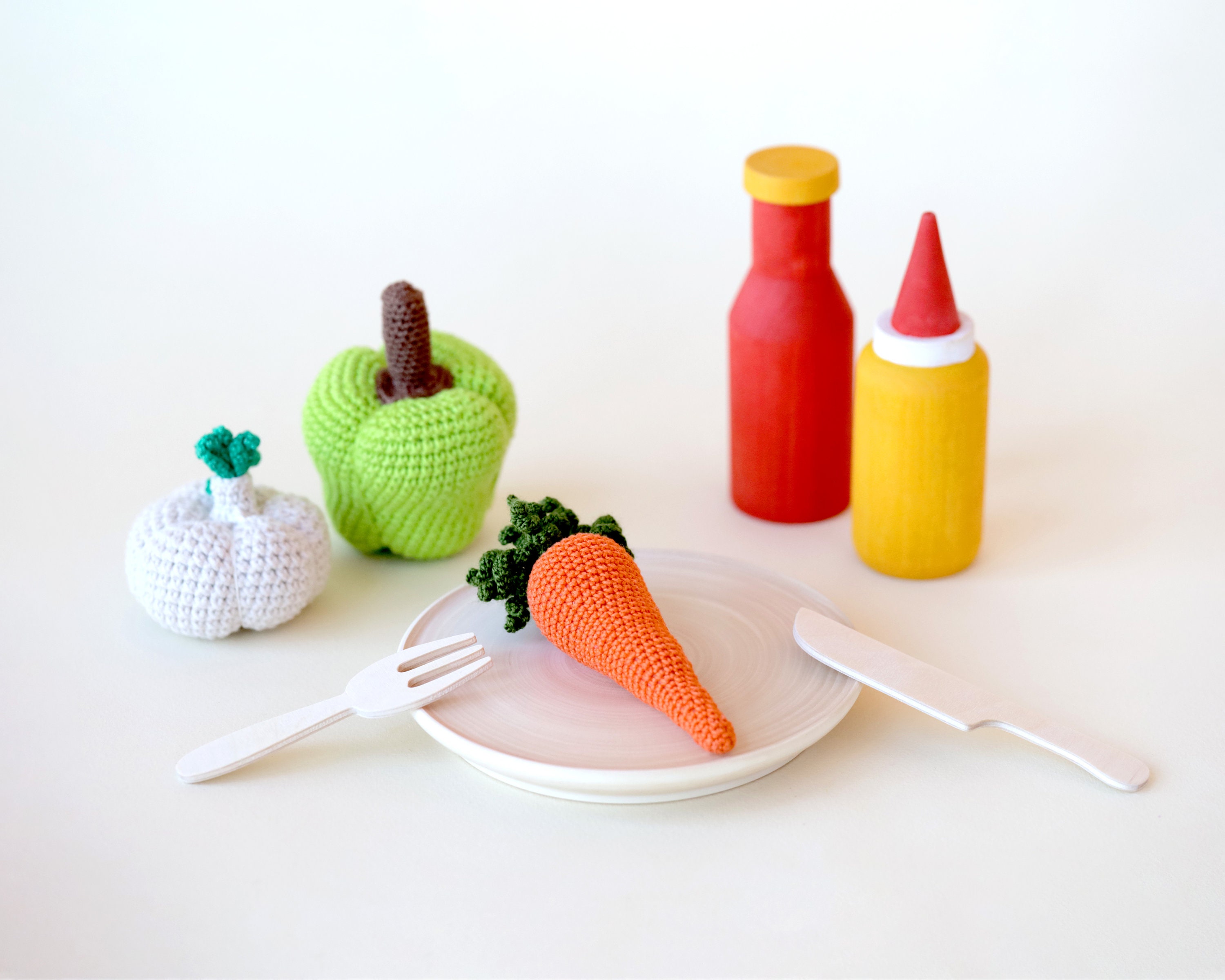 Wooden Toy Food Ketchup & Mustard Bottle Toy Sauce Pretend - Etsy