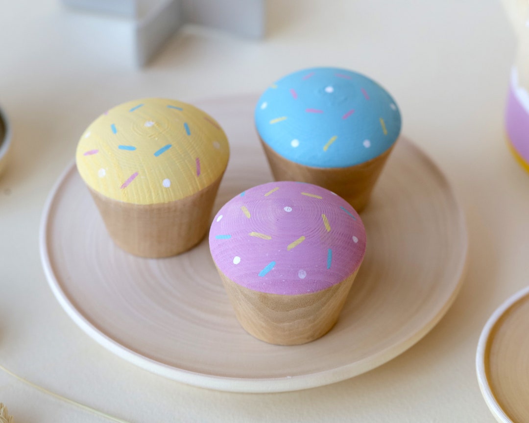 Wooden Play Food | Wooden Food Toy Muffin Toy Kitchen Food Baby Toy ...