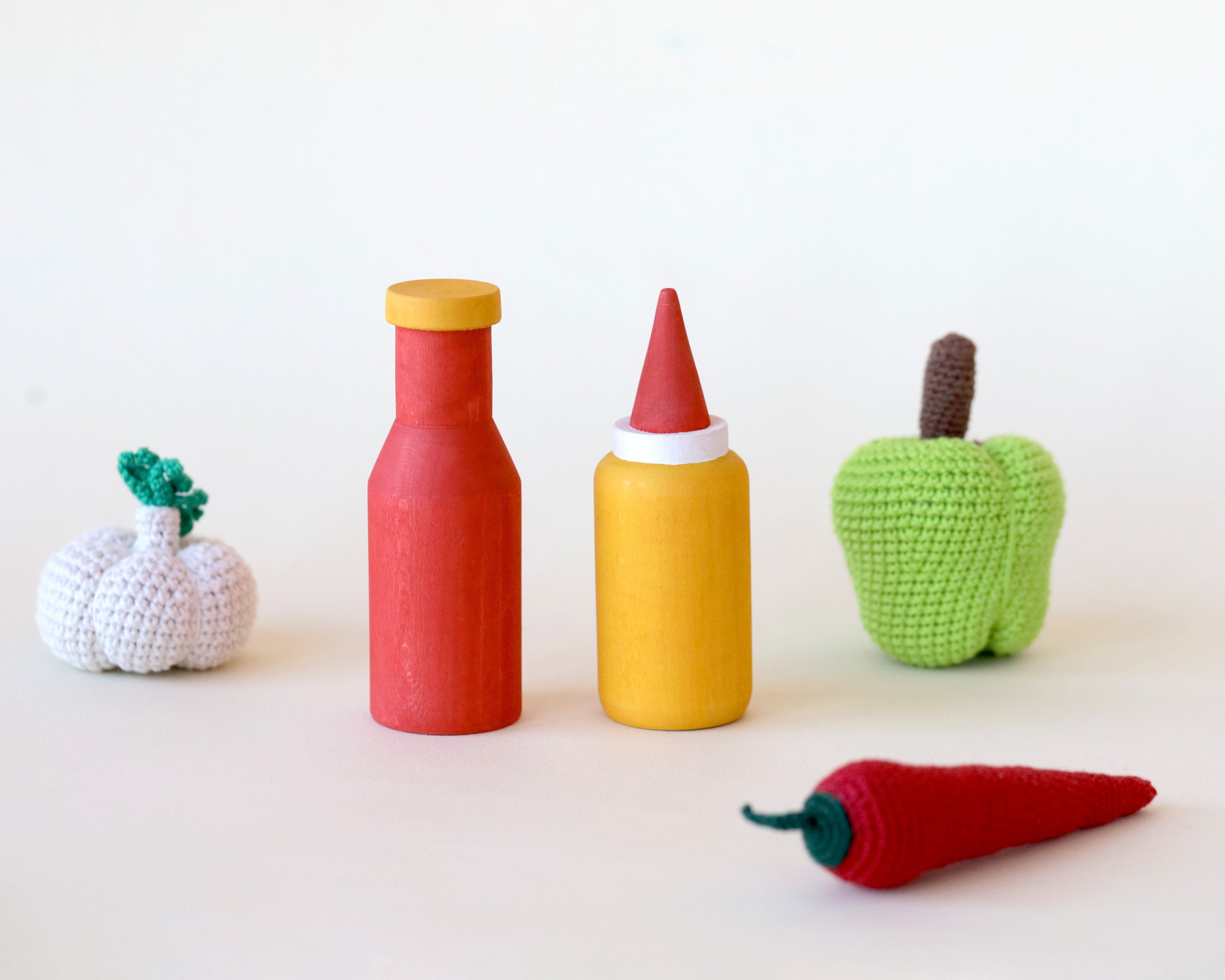 Wooden Toy Food Ketchup & Mustard Bottle Toy Sauce Pretend - Etsy