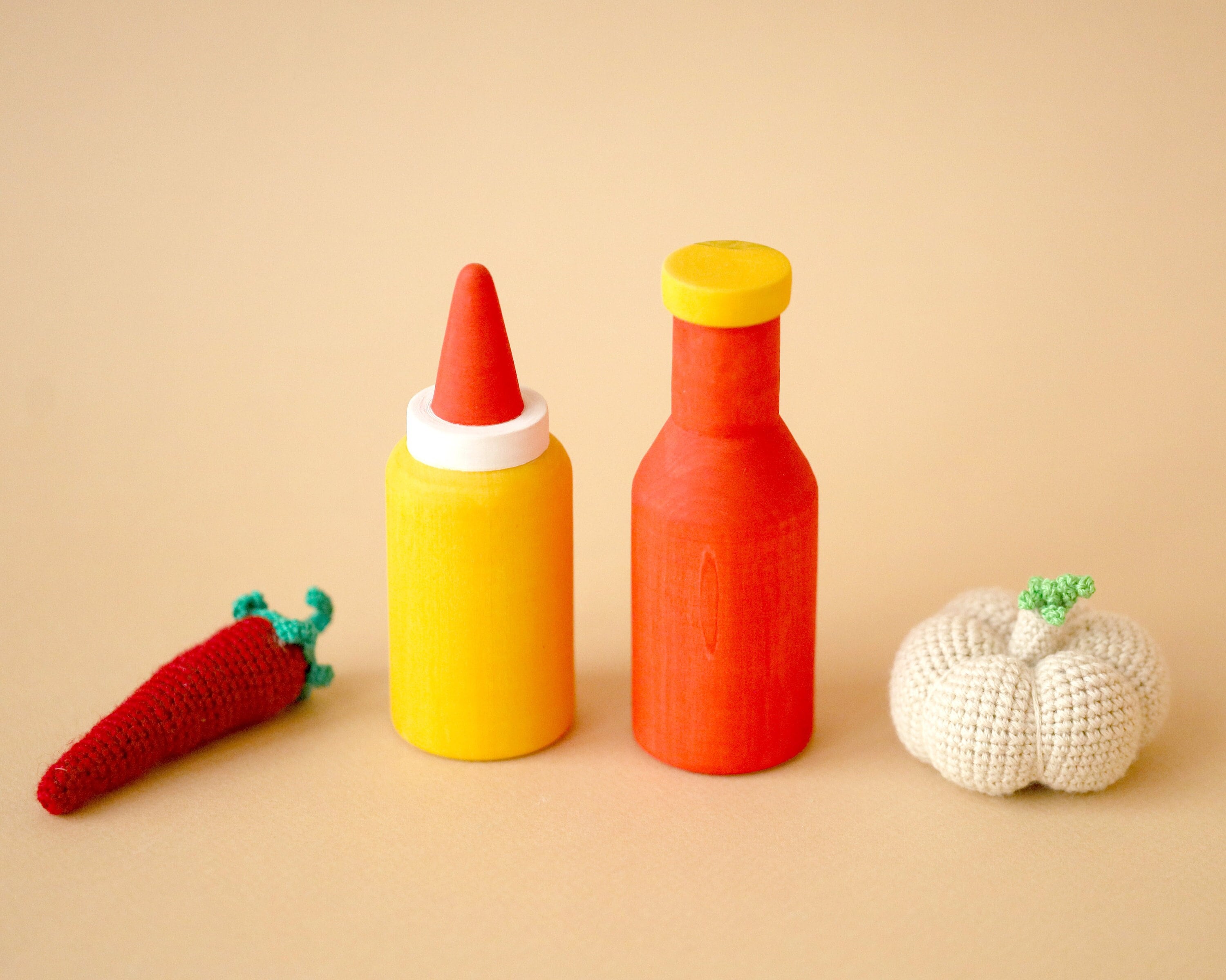 Wooden Toy Food Ketchup & Mustard Bottle Toy Sauce Pretend - Etsy