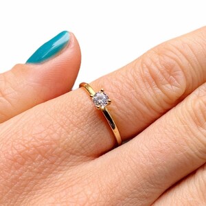 Single Stone Solitaire Rings .33ct Cz Stone Rose or Yellow - Etsy UK